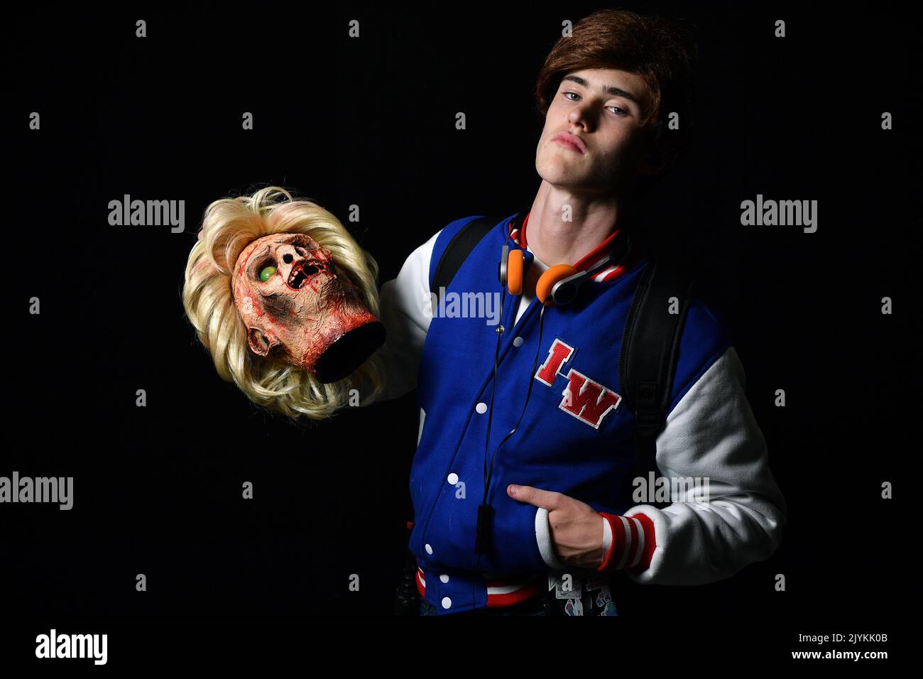 Ryan Grimm as AJ the Jock poses for a photograph during the Oz Comic ...