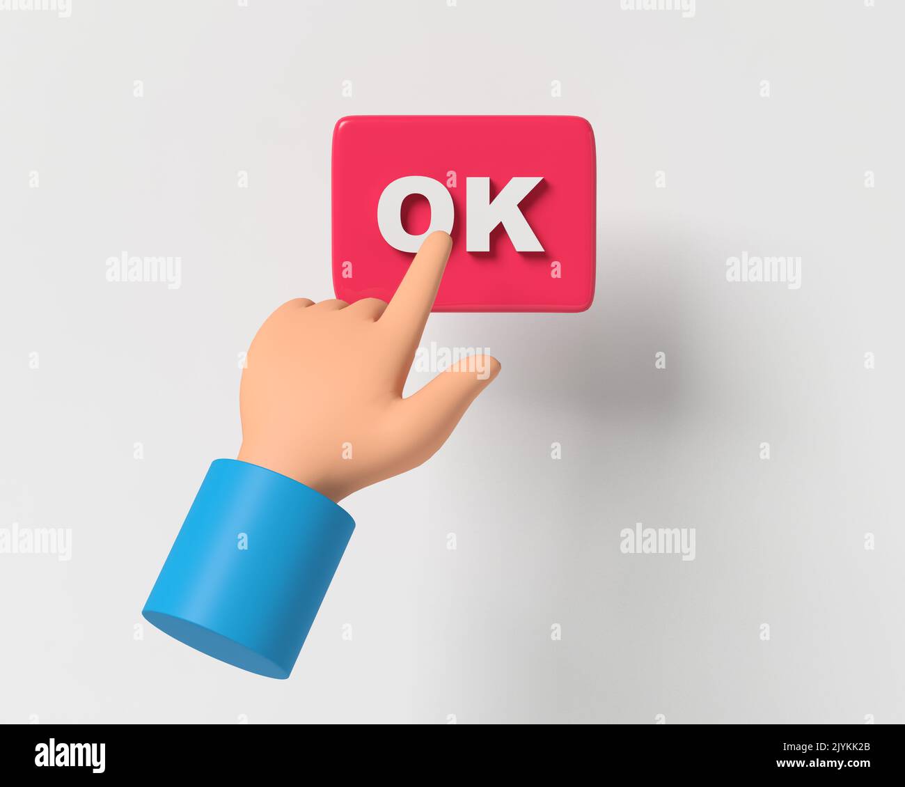 The hand presses the OK button. A hand gesture. The finger shows or ...