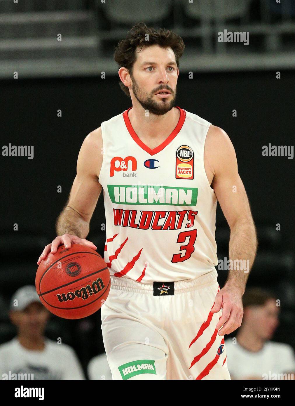 Kevin White of Perth in action during the NBL match between the ...