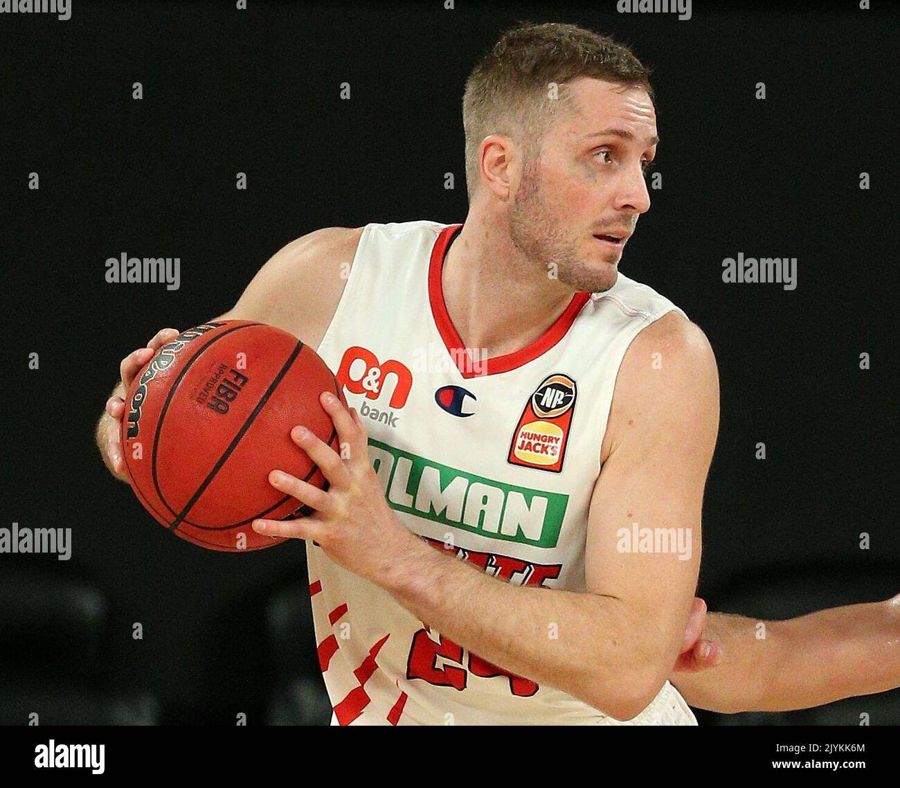 Jesse Wagstaff of Perth in action during the NBL match between the ...