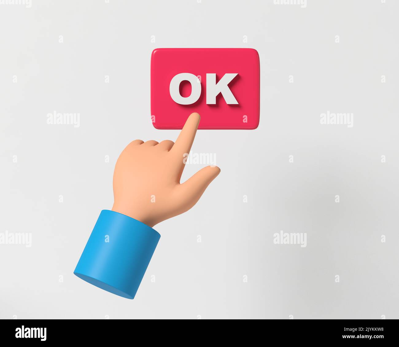 The hand presses the OK button. A hand gesture. The finger shows or ...