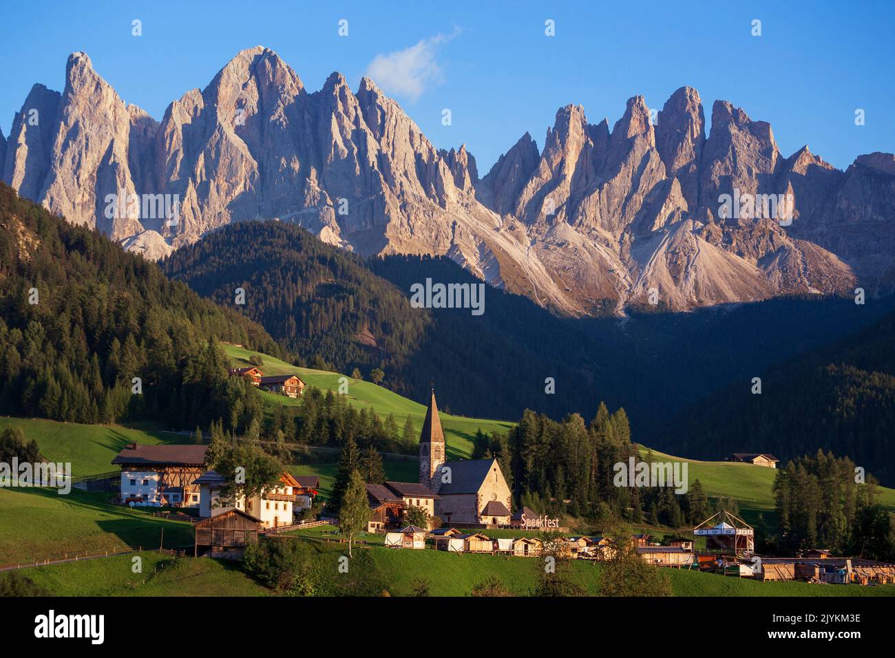 Famous Beautiful Church Santa Maddalena At The Dolomites Italy Stock Famous Beautiful Church Santa Maddalena At The Dolomites Italy Stock