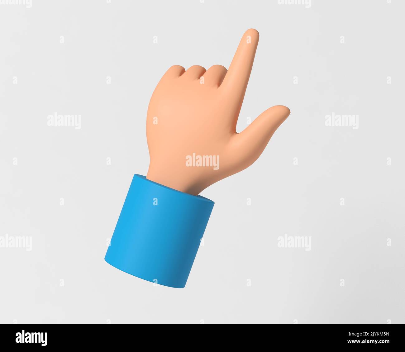 A hand gesture. The finger shows or presses. 3D rendering illustration ...