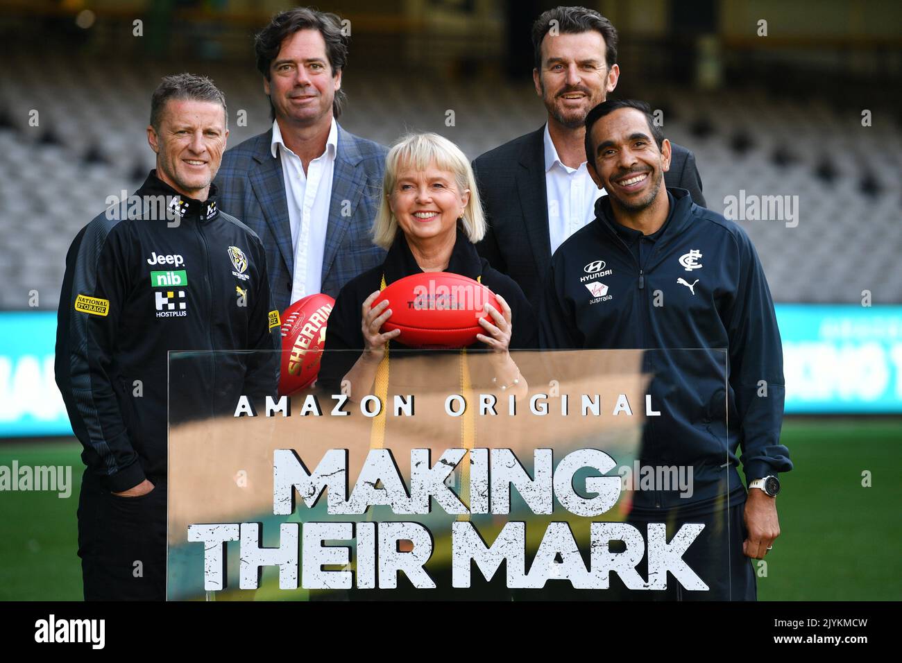 (L-R) Richmond Tigers head coach Damien Hardwick, AFL CEO Gillon ...