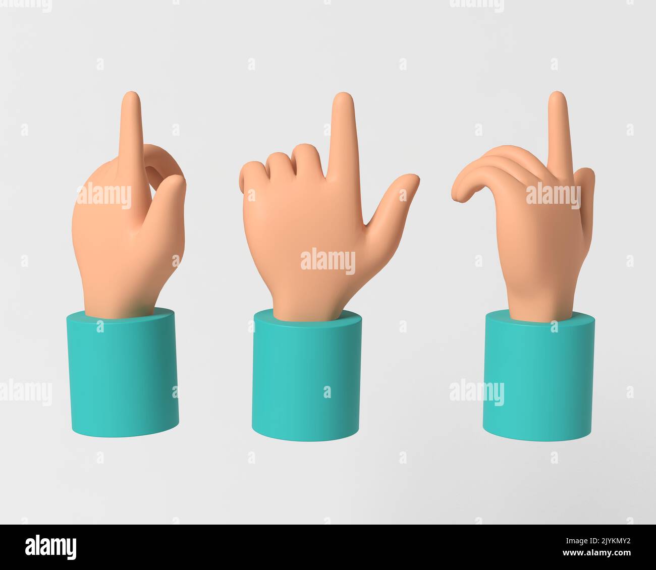 Hands showing different gestures. The finger shows or presses. 3D ...