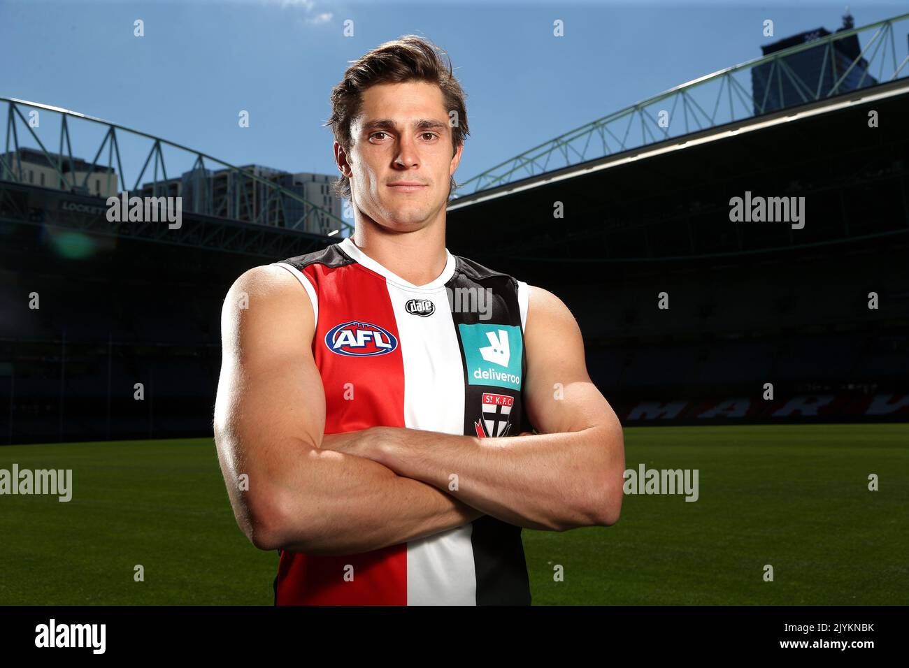 Jack Steele captain of St Kilda poses for a photo during the 2021 AFL Premiership Season Launch ...