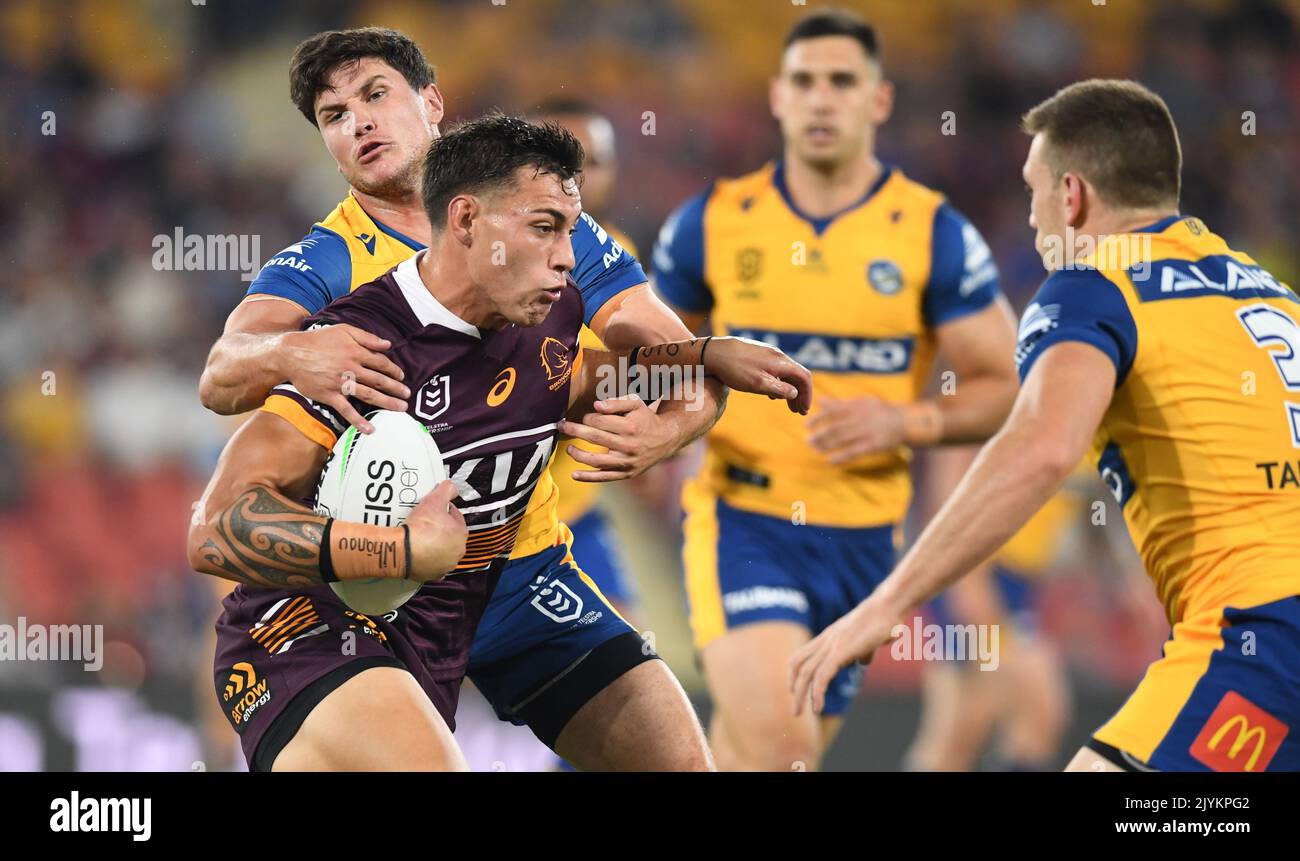 Jordan Riki of the Broncos in action during the Round 1 NRL match ...