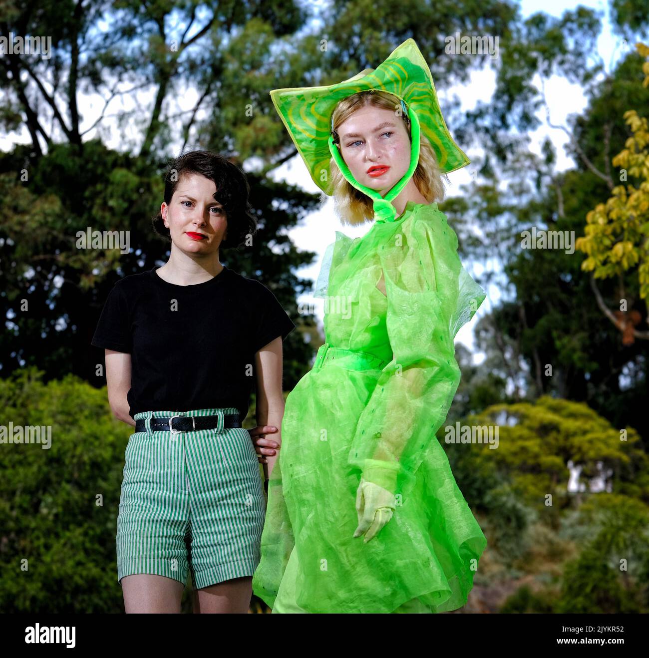 Melbourne fashion designer Amy Lawrance poses for photos with model ...