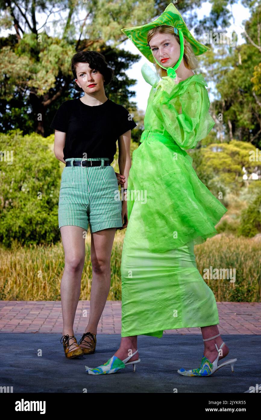 Melbourne fashion designer Amy Lawrance poses for photos with model ...