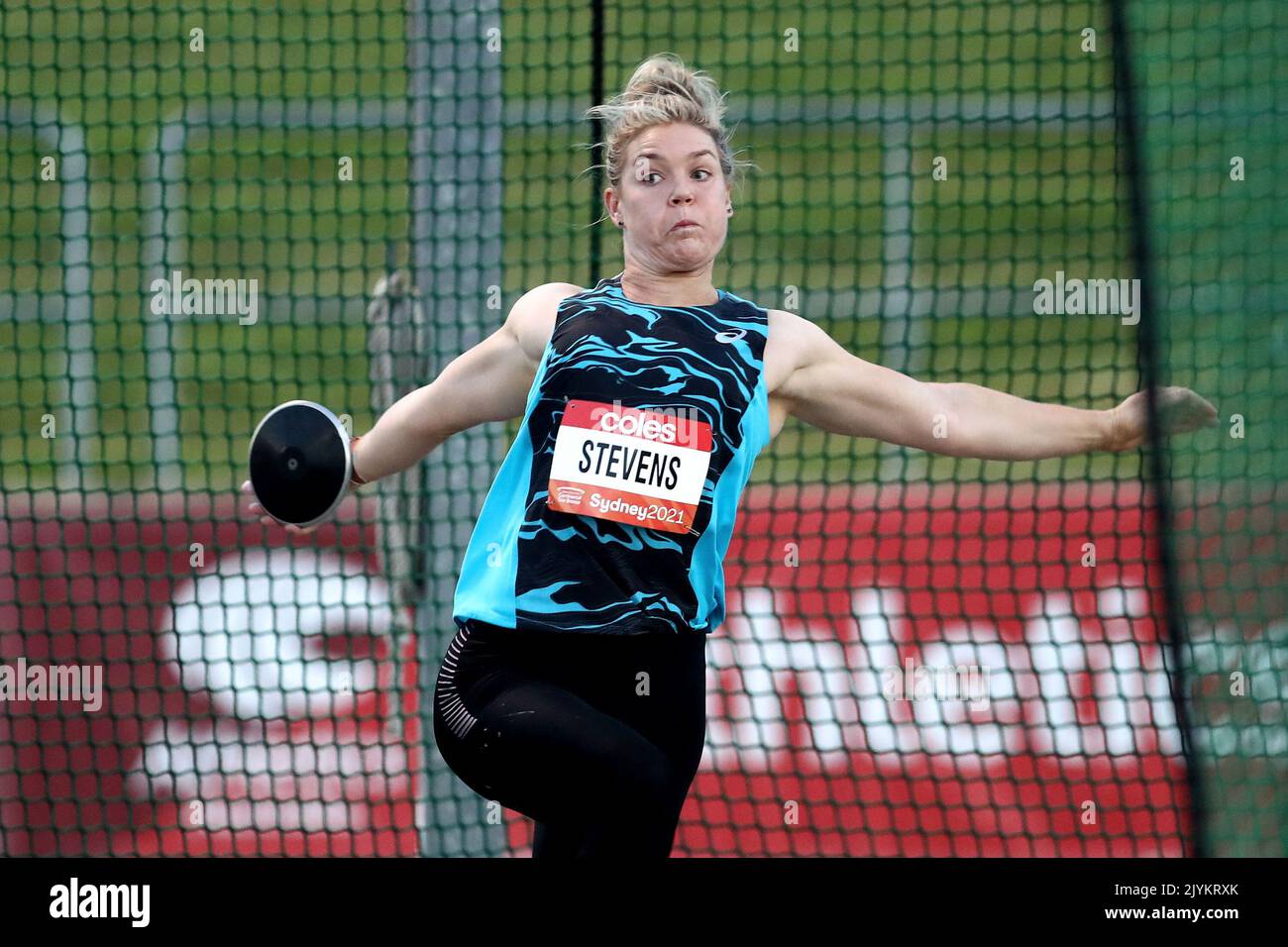 Dani Stevens of NSW competes in the Womens Discus Throw 1kg Open during ...