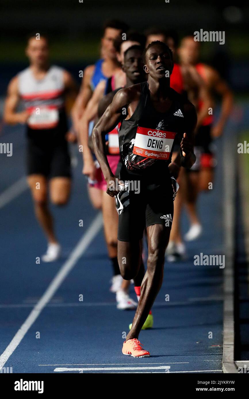 Joseph Deng of Victoria competes in the Mens 800m Open during the ...