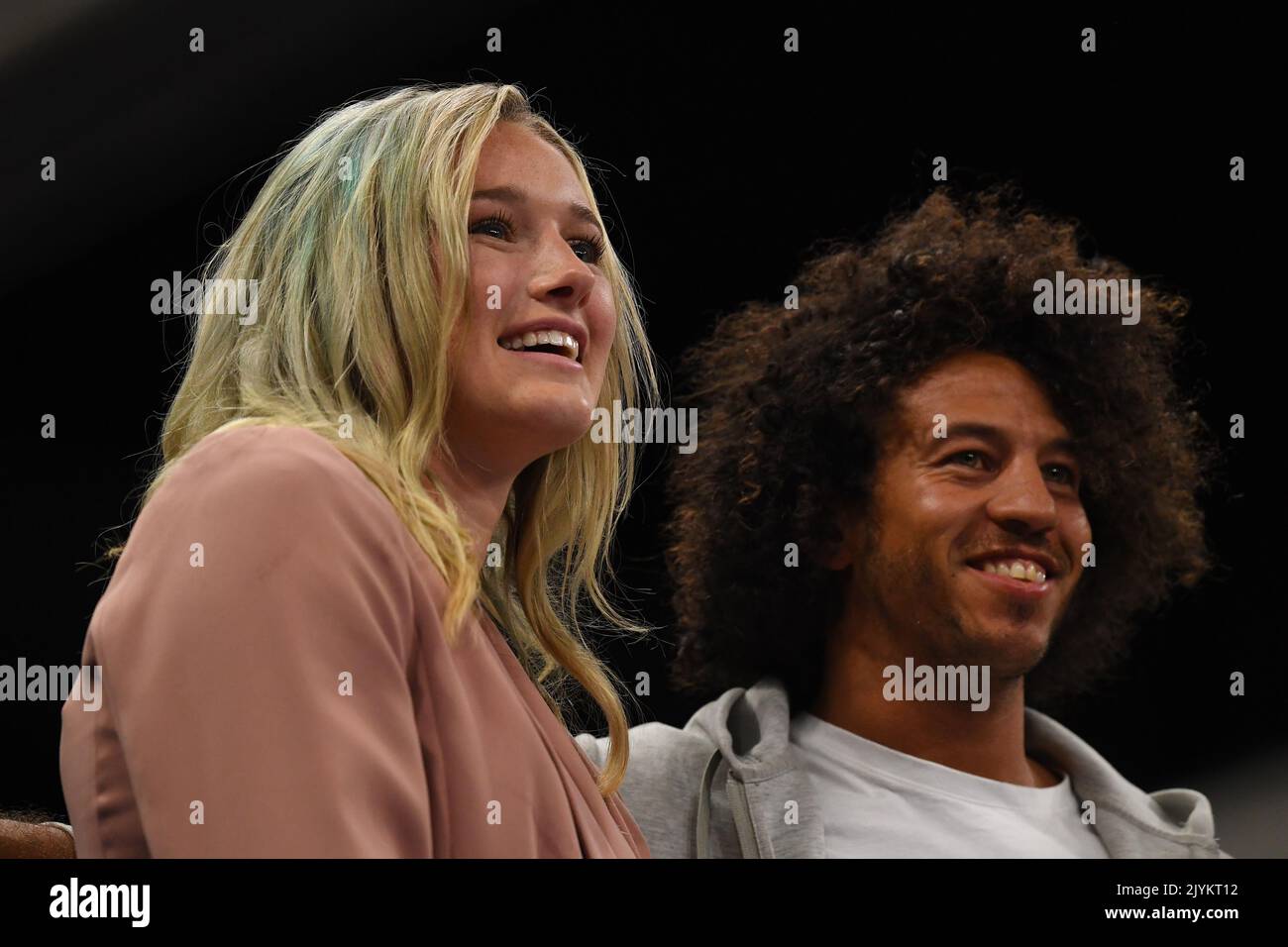 AFLW player Taylor Harris (left) is seen ahead of the WBA Oceania ...