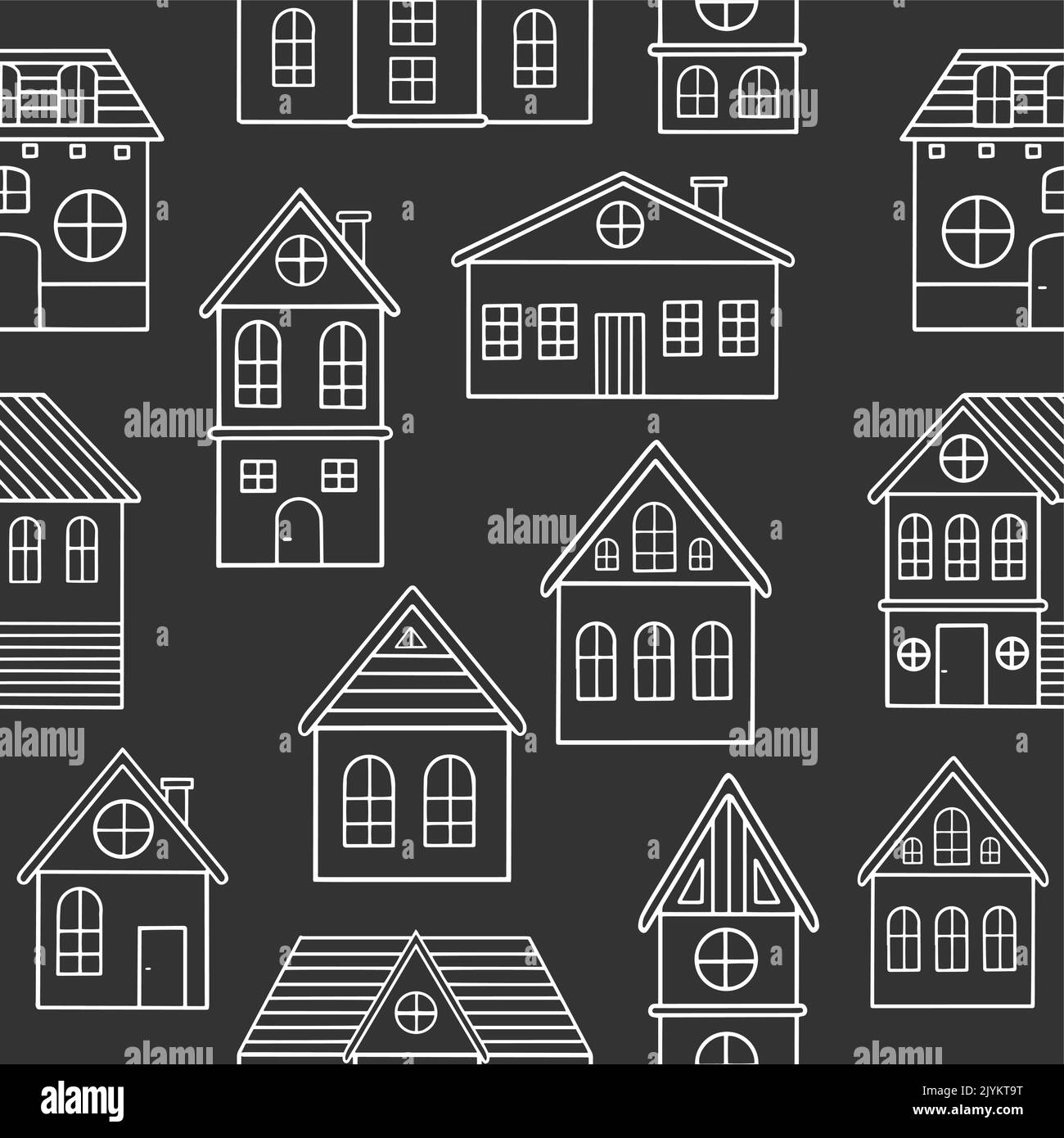 Seamless pattern of doodle houses. Great for fabric, textile vector ...