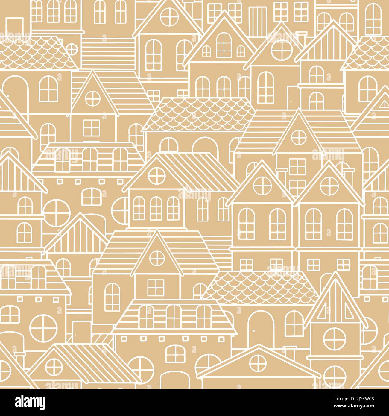 Seamless pattern of doodle houses. Great for fabric, textile vector ...