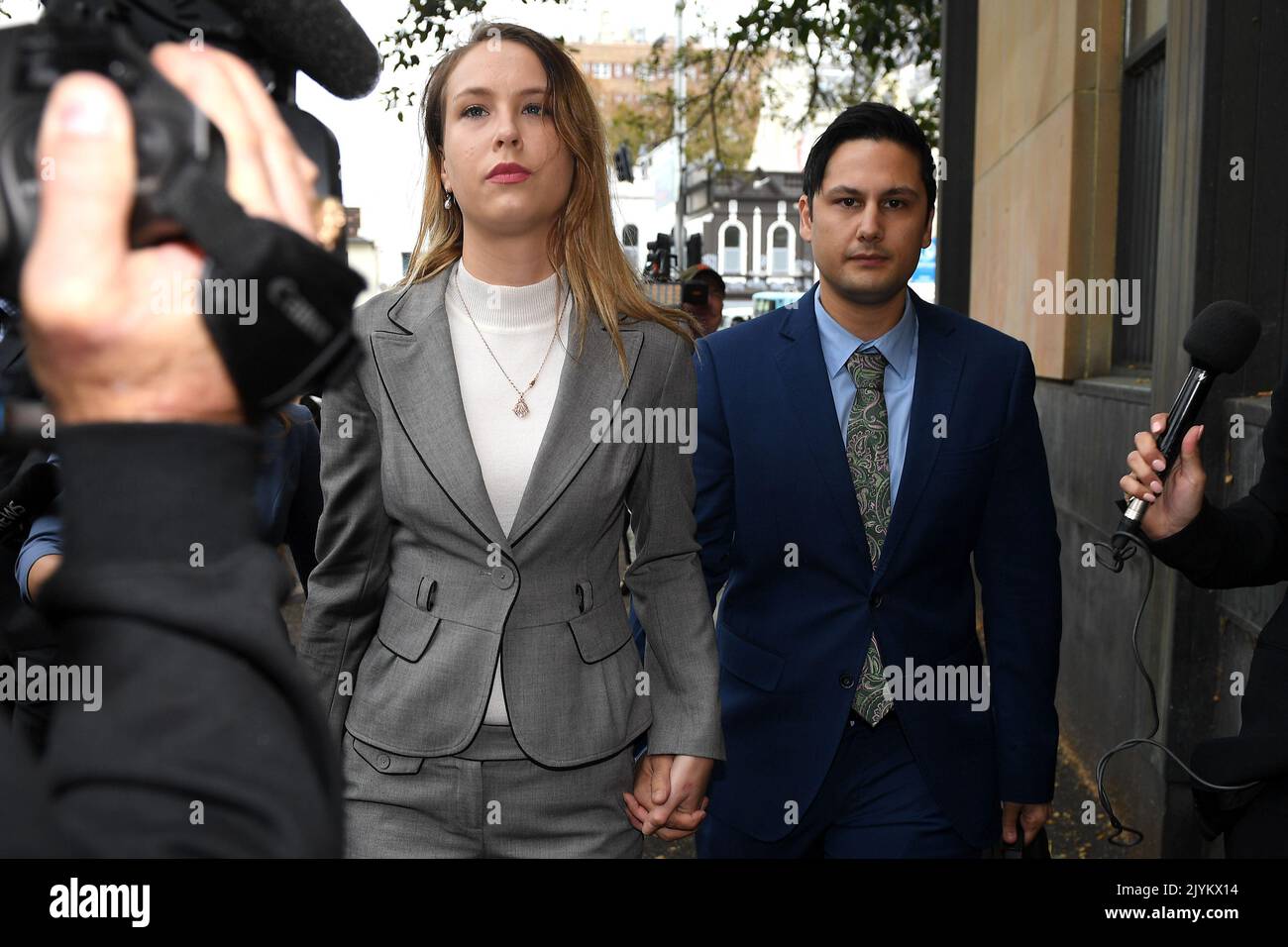Blake Davis and Hannah Quinn (left) arrive at the NSW Supreme Court, in ...