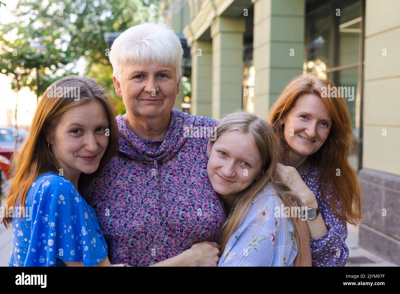 happy female generation - mother, grandmother, granddaughters Stock ...