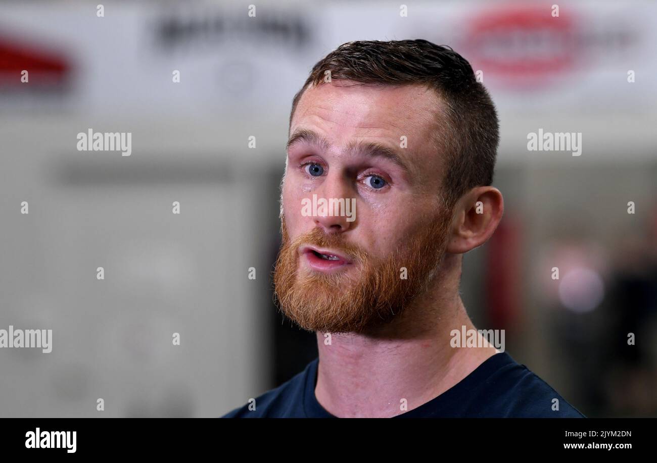 Boxer Dennis Hogan is seen during a media conference at Webbstrong Gym ...