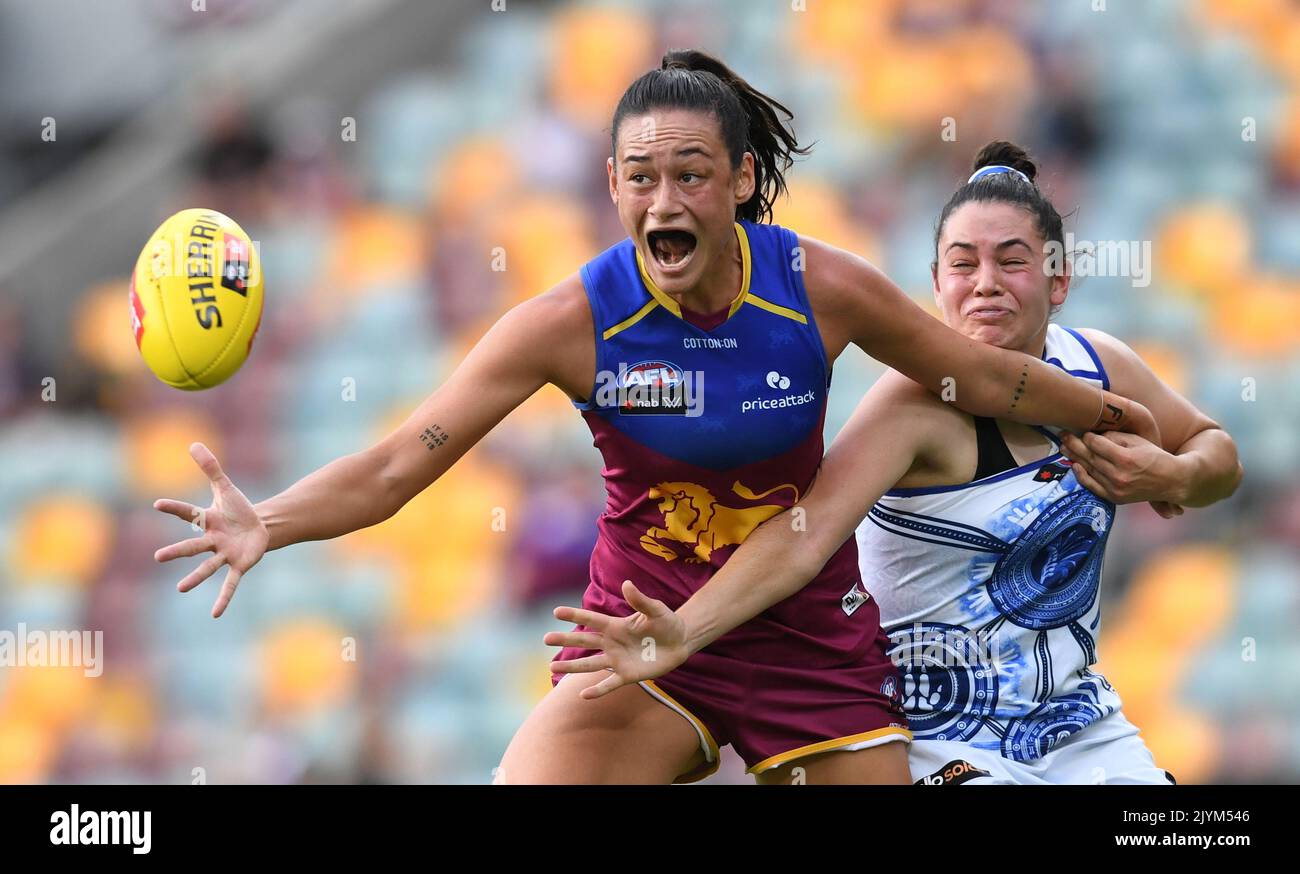 Jesse Wardlaw (left) of the Lions contests for the ball against ...