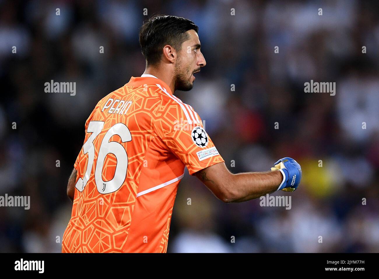 Paris, France. 06 September 2022. Mattia Perin of Juventus FC gestures ...