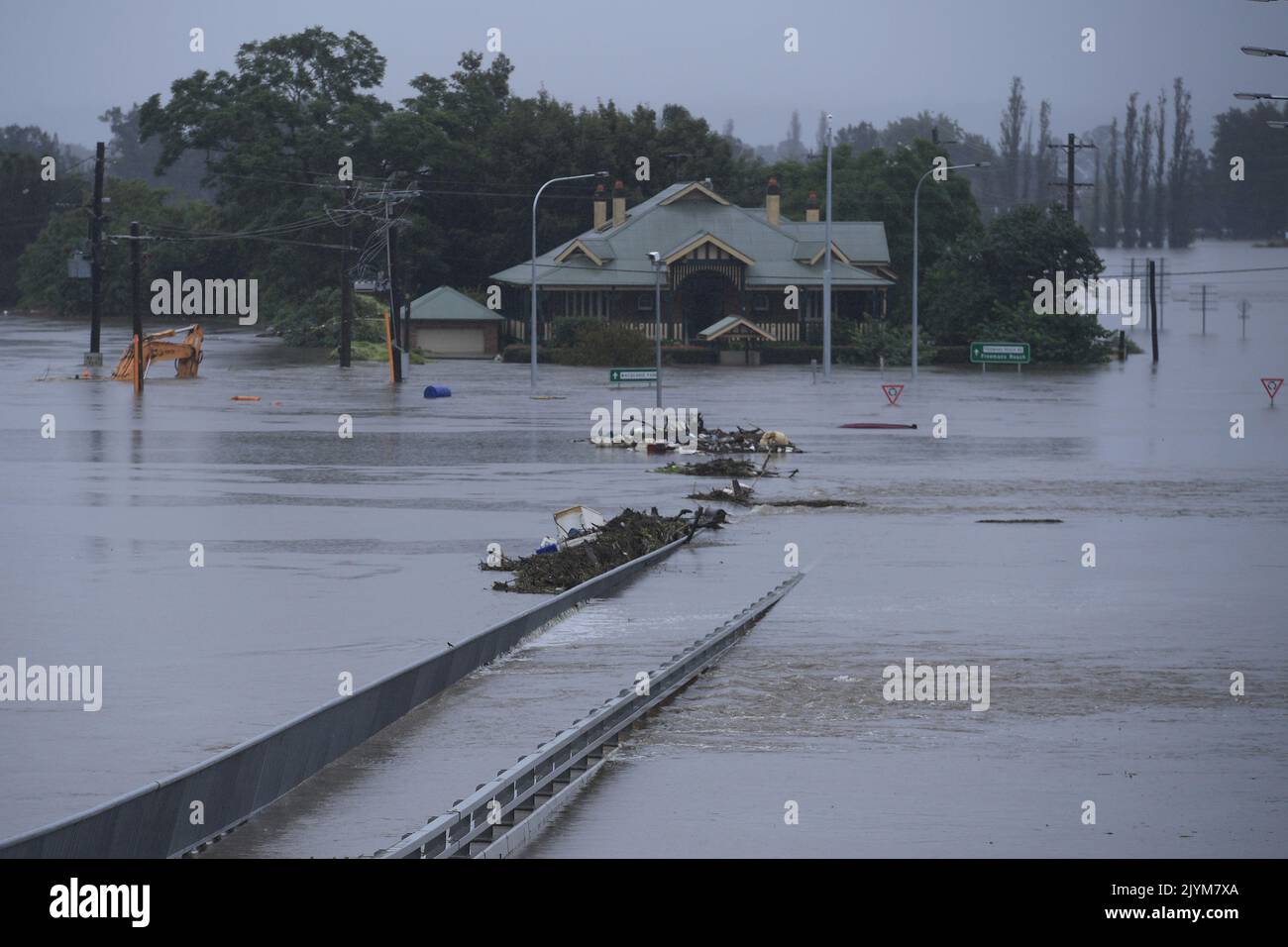 The New Windsor Bridge is seen inundated by flood waters from ...