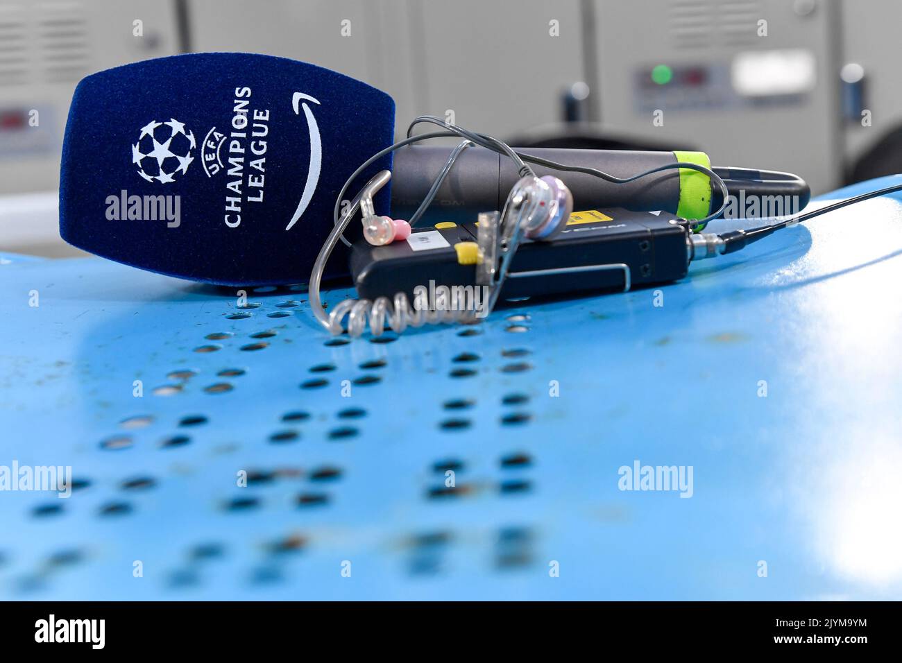 An Amazon Prime Video microphone is seen on a chiar prior to the ...