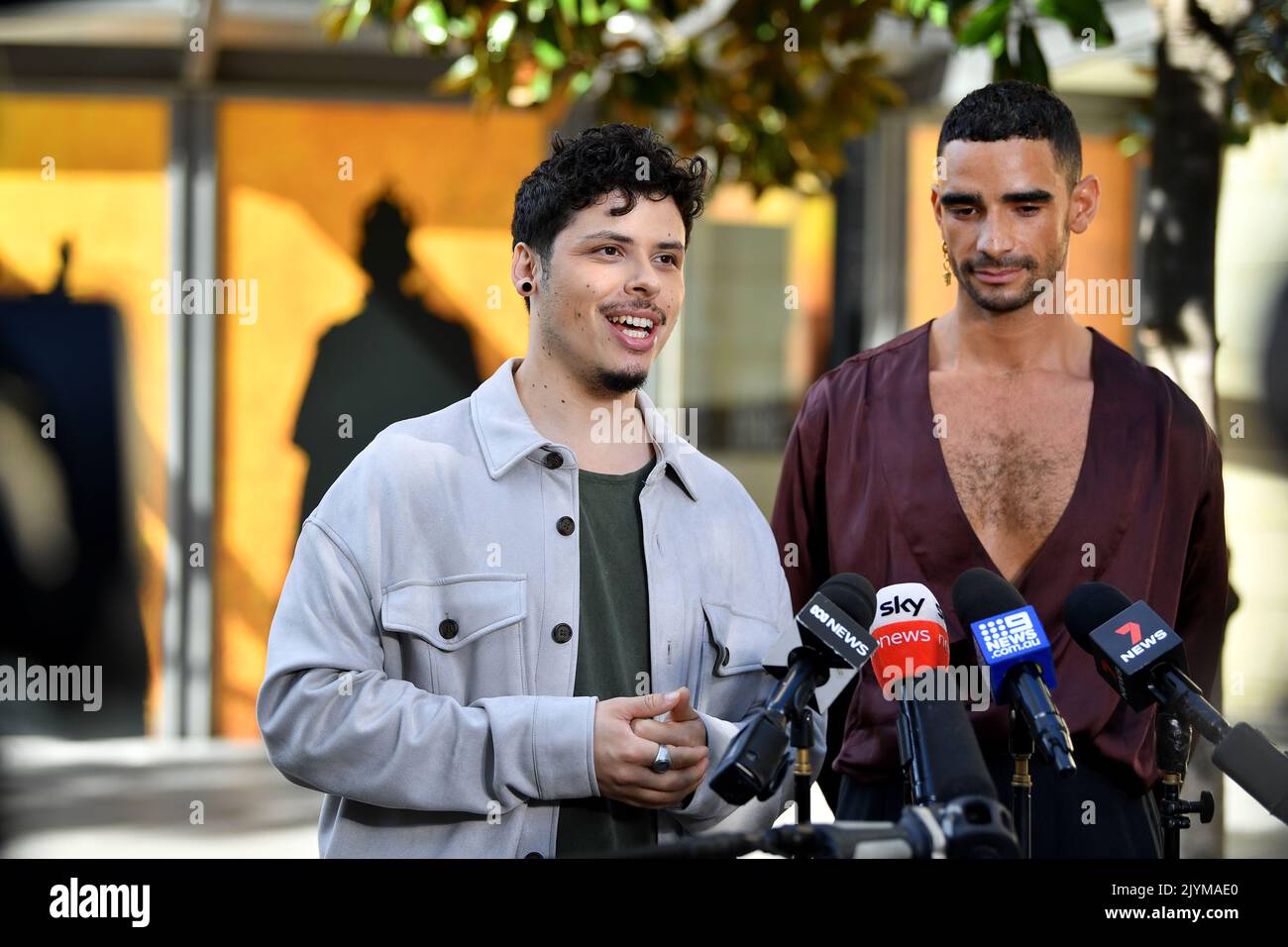 Jason Arrow, who plays the role of Alexander Hamilton (left) and Lyndon ...