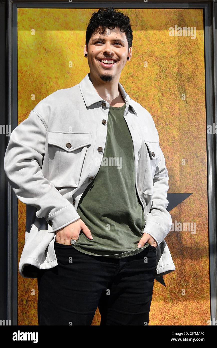 Jason Arrow, who plays the role of Alexander Hamilton poses for a photo ...