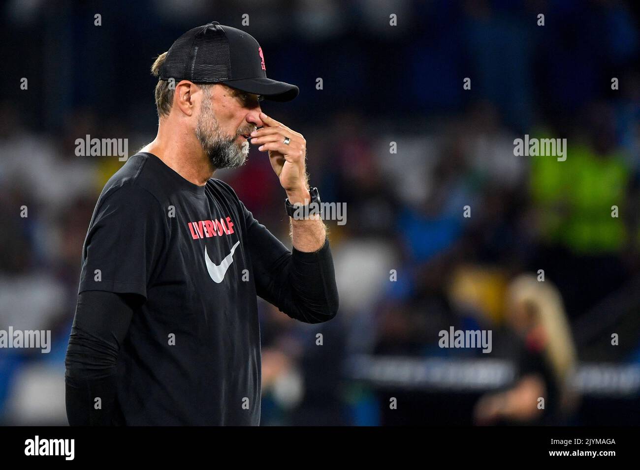 Jurgen Klopp head coach of Liverpool FC attends the warm up during the ...