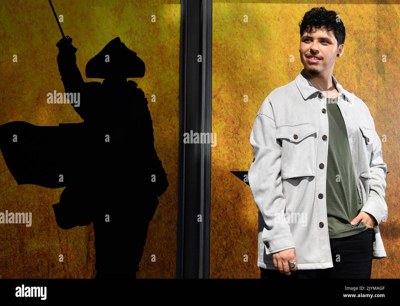 Jason Arrow, who plays the role of Alexander Hamilton poses for a photo ...