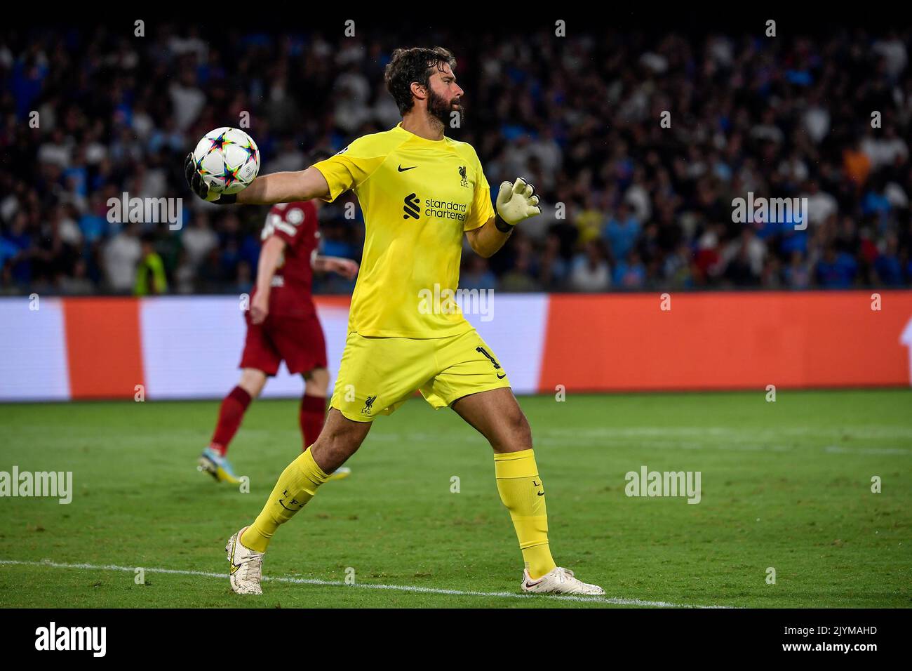 Alisson Becker of Liverpool FC in action during the Champions League ...