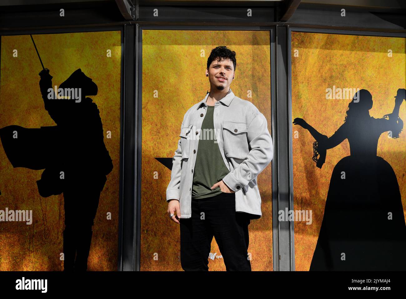 Jason Arrow, who plays the role of Alexander Hamilton poses for a photo ...