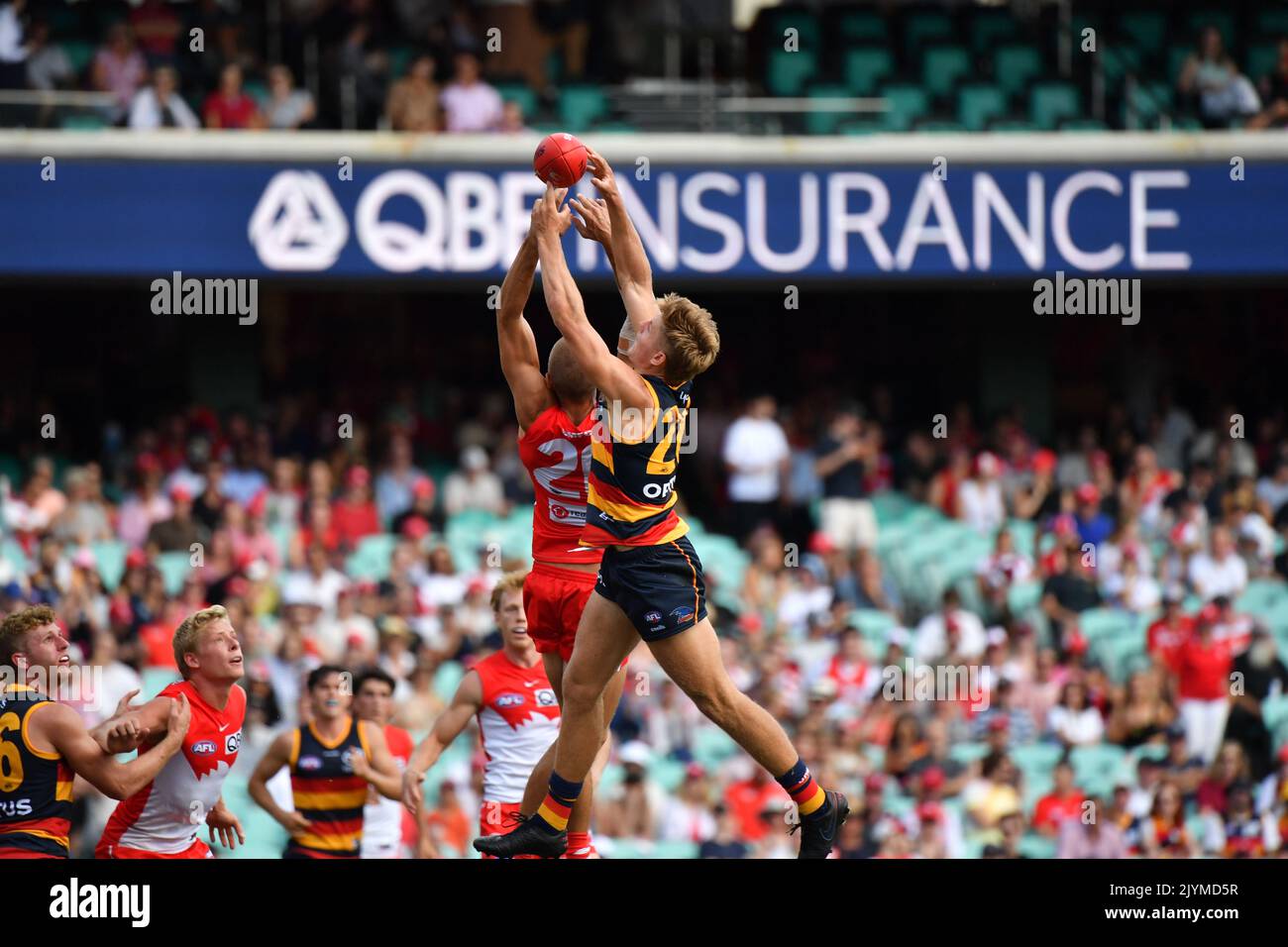 Sam Reid of the Swans and Nicholas Murray of the Crows during the Round ...