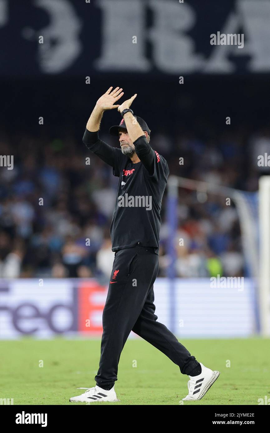 Jurgen Klopp head coach of Liverpool FC greets during the Champions ...