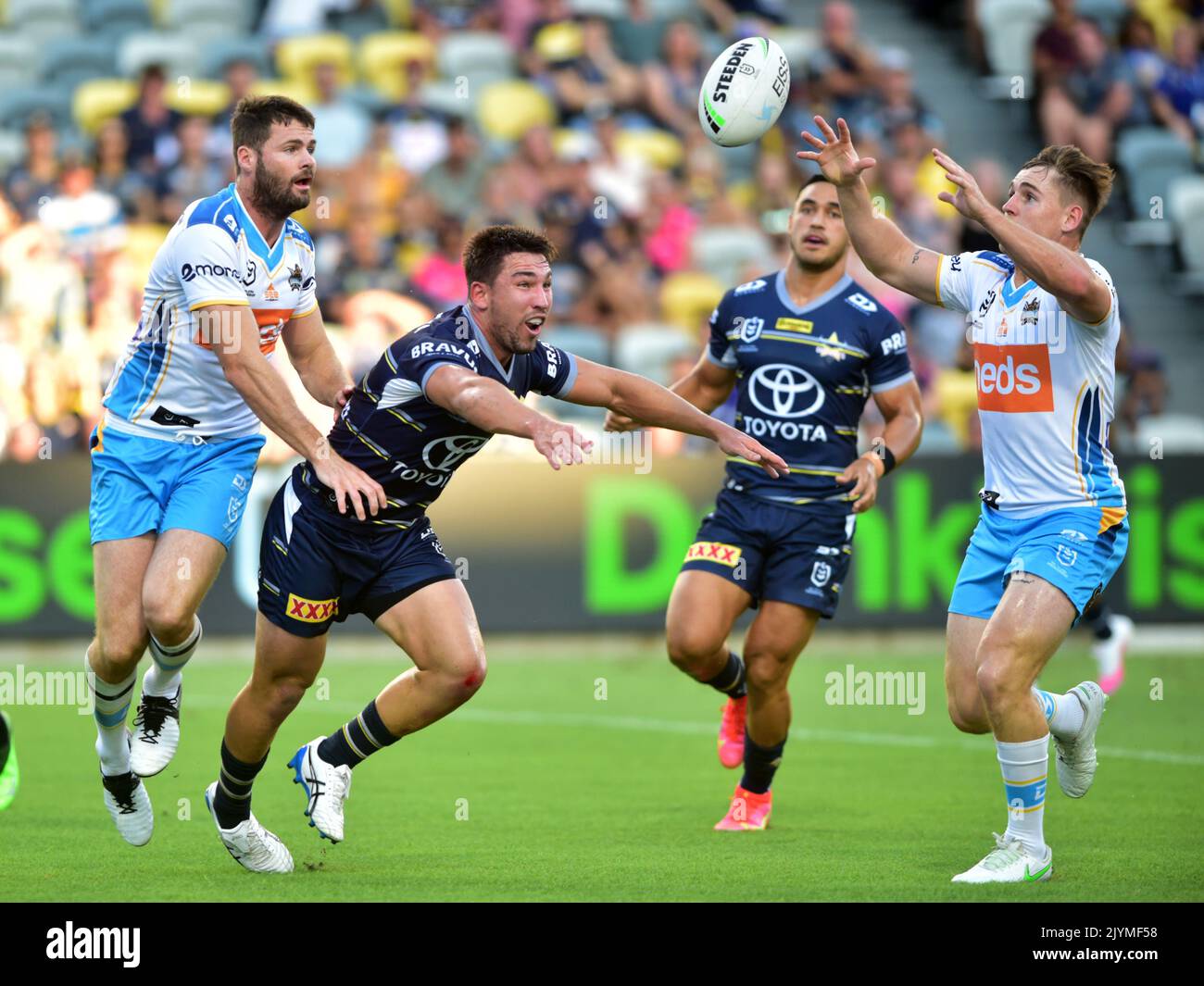 Reece Robson loses possession during the Round 3 NRL match between the ...