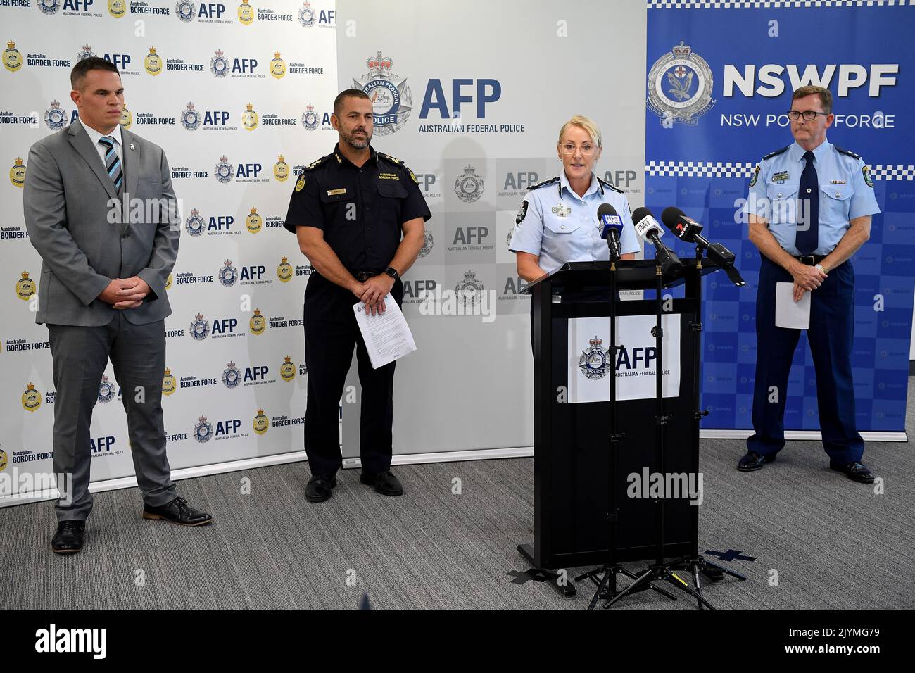 AFP Commander Investigations Kirsty Schofield speaks to media during a ...
