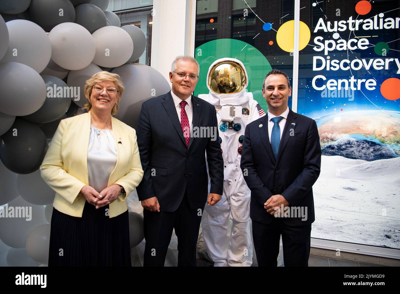 (L-R) Chair Megan Clarke, the Prime Minister Scott Morrison and Head of ...