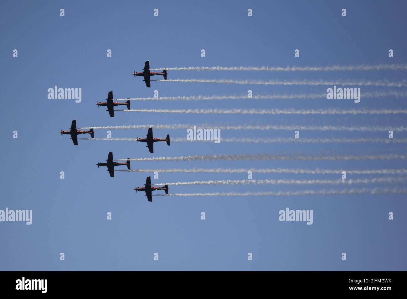RAAF Roulettes aircrafts perform a flight show marking the 100th ...