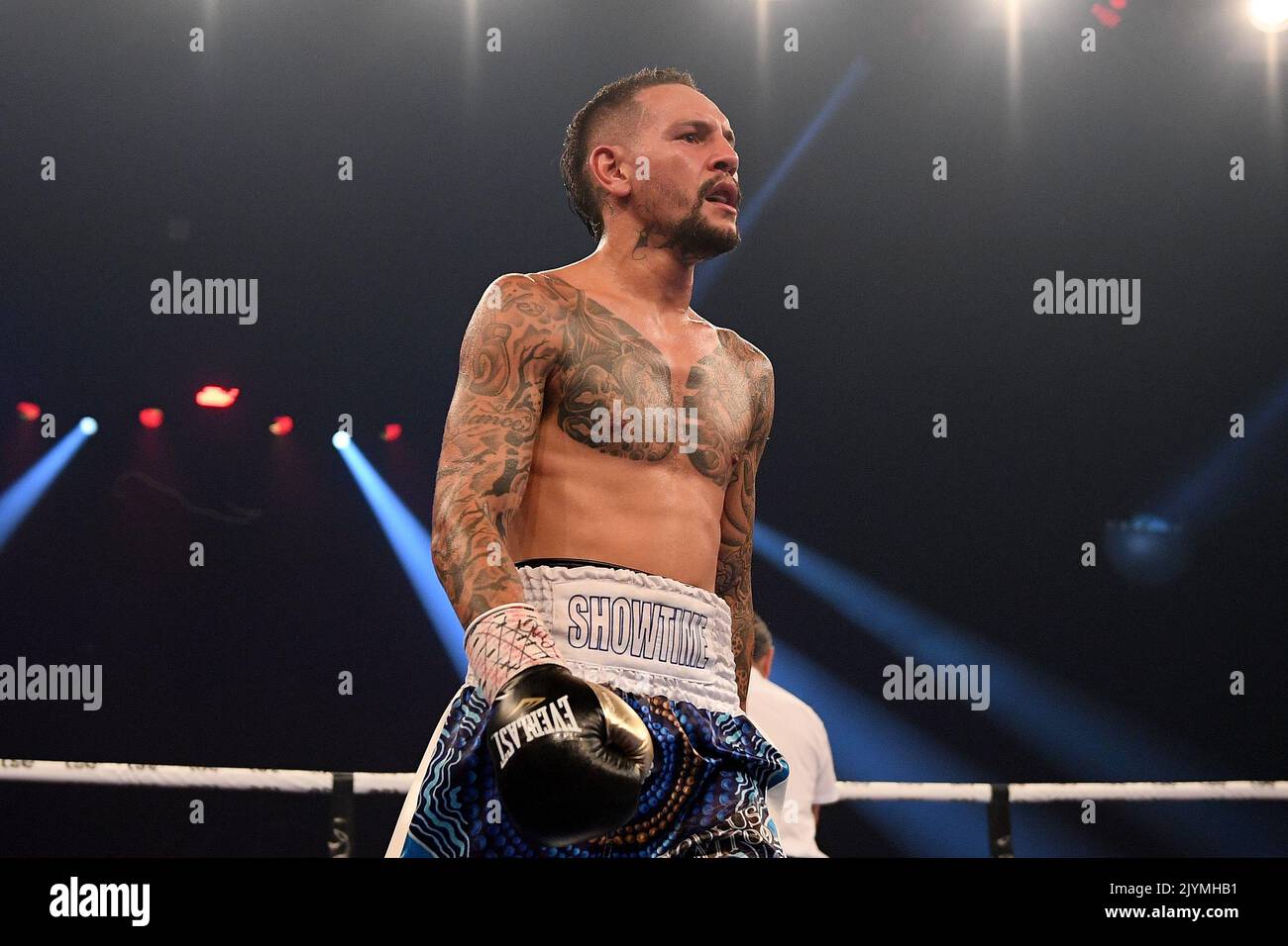 Paul Fleming celebrates after beating Tyson Lantry in their undercard ...