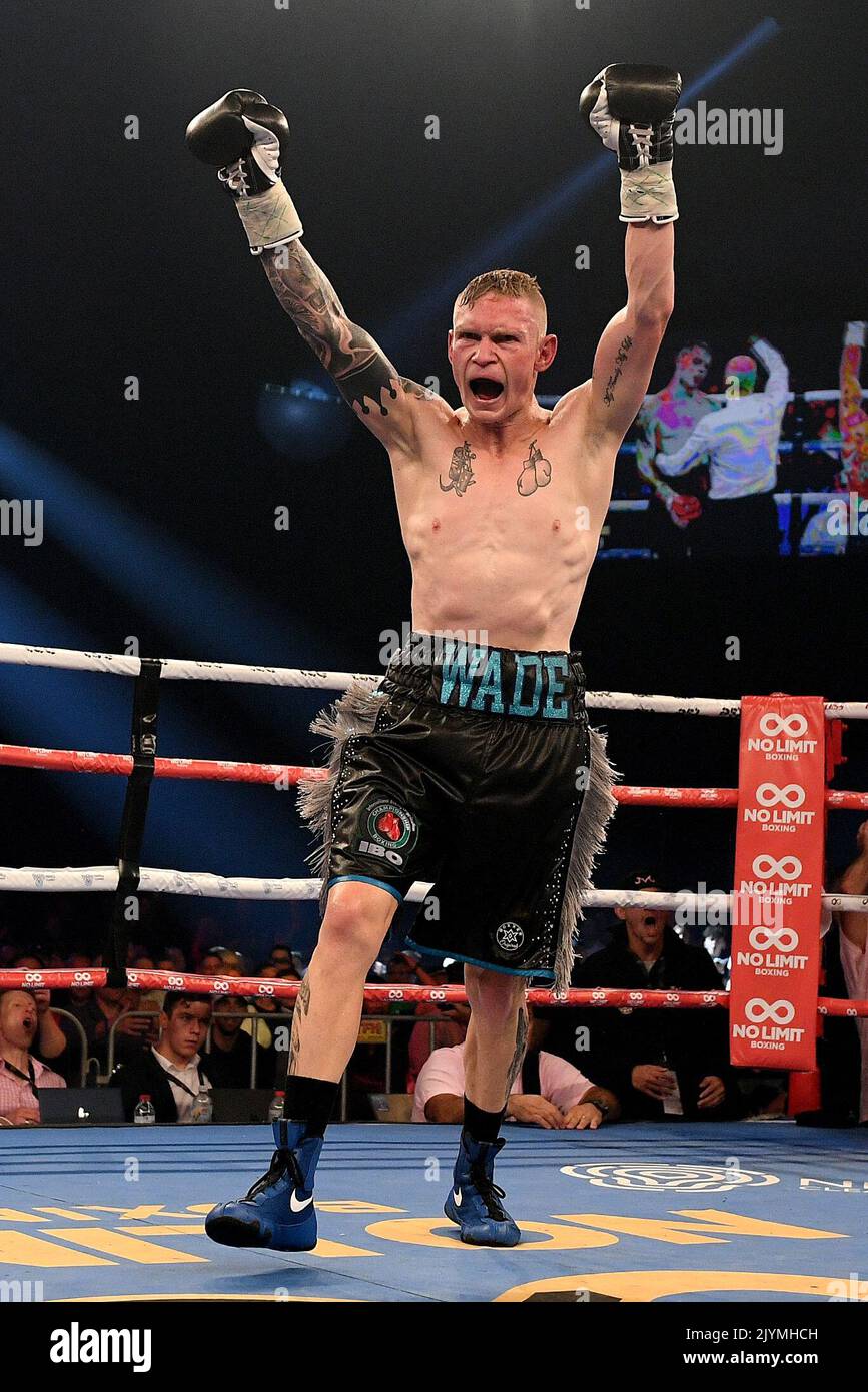 Wade Ryan celebrates his win over Koen Mazoudier in their undercard ...
