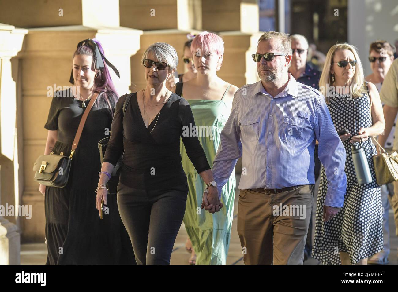 Debra Ireland (centre), mother of Chelsea Ireland, leaves the Adelaide ...