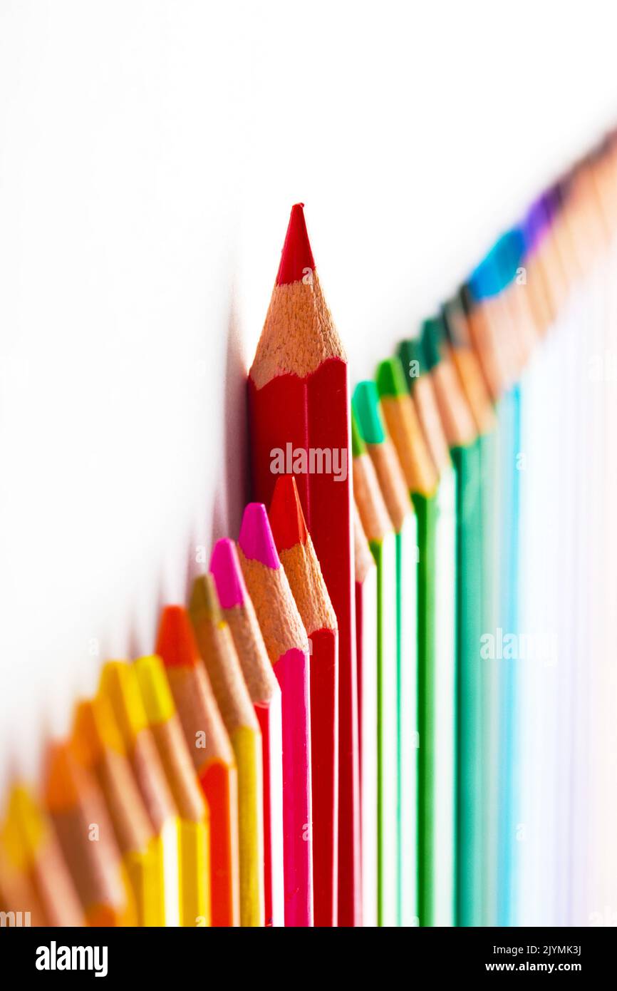 leadership concept with one pencil standing out of crowd of other ...