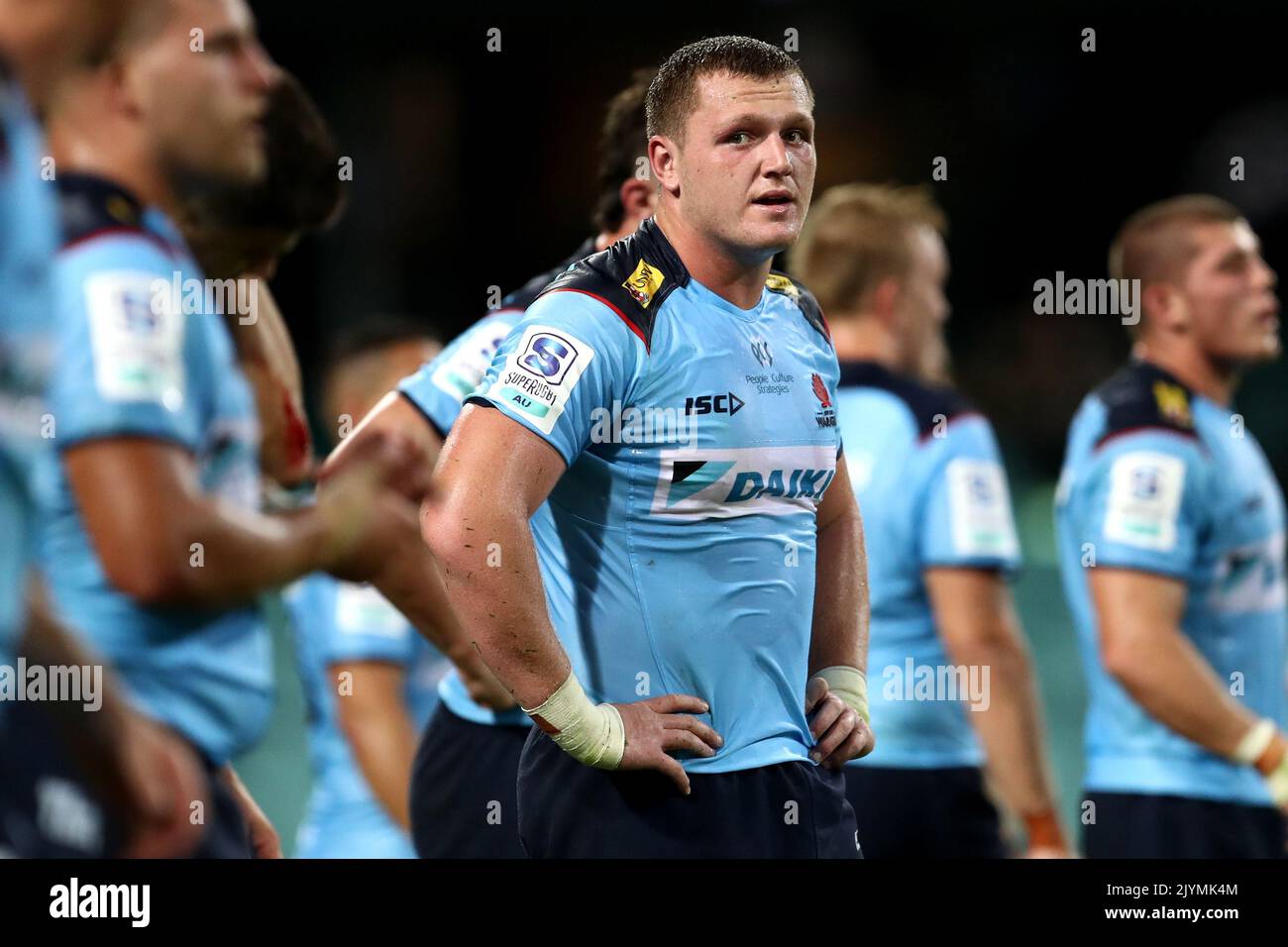 Angus Bell of the Waratahs looks on during the Round 7 Super Rugby ...