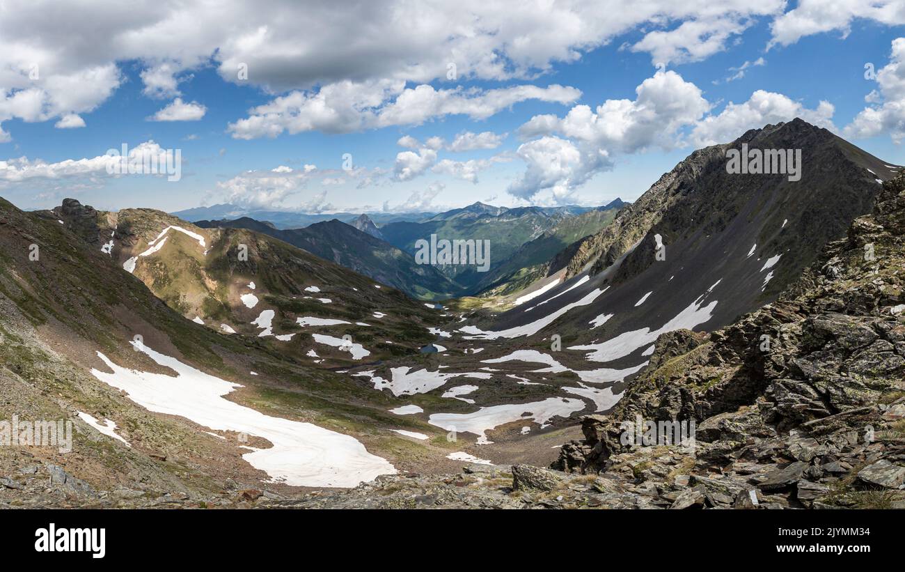 Haute vallee d'Orlu and pic de la Portella Gran, border between Ariege ...
