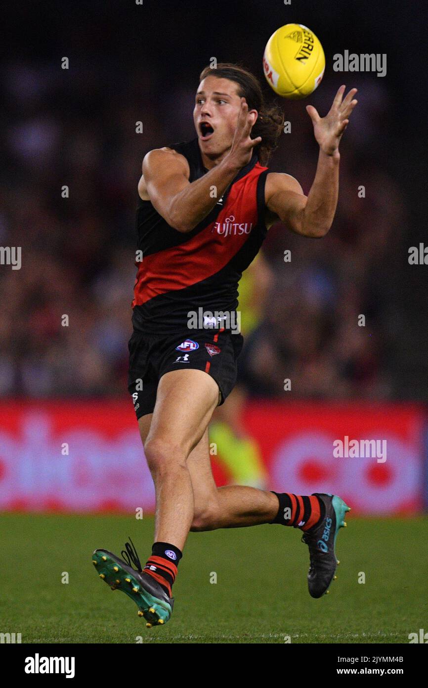 Archie Perkins of Essendon Bombers in action during the Round 3 AFL ...