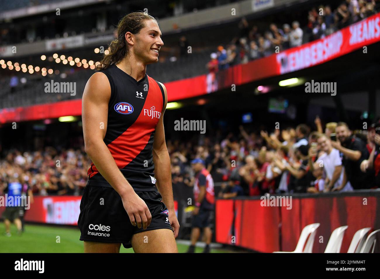 Archie Perkins of Essendon Bombers is seen after the Bombers defeated ...