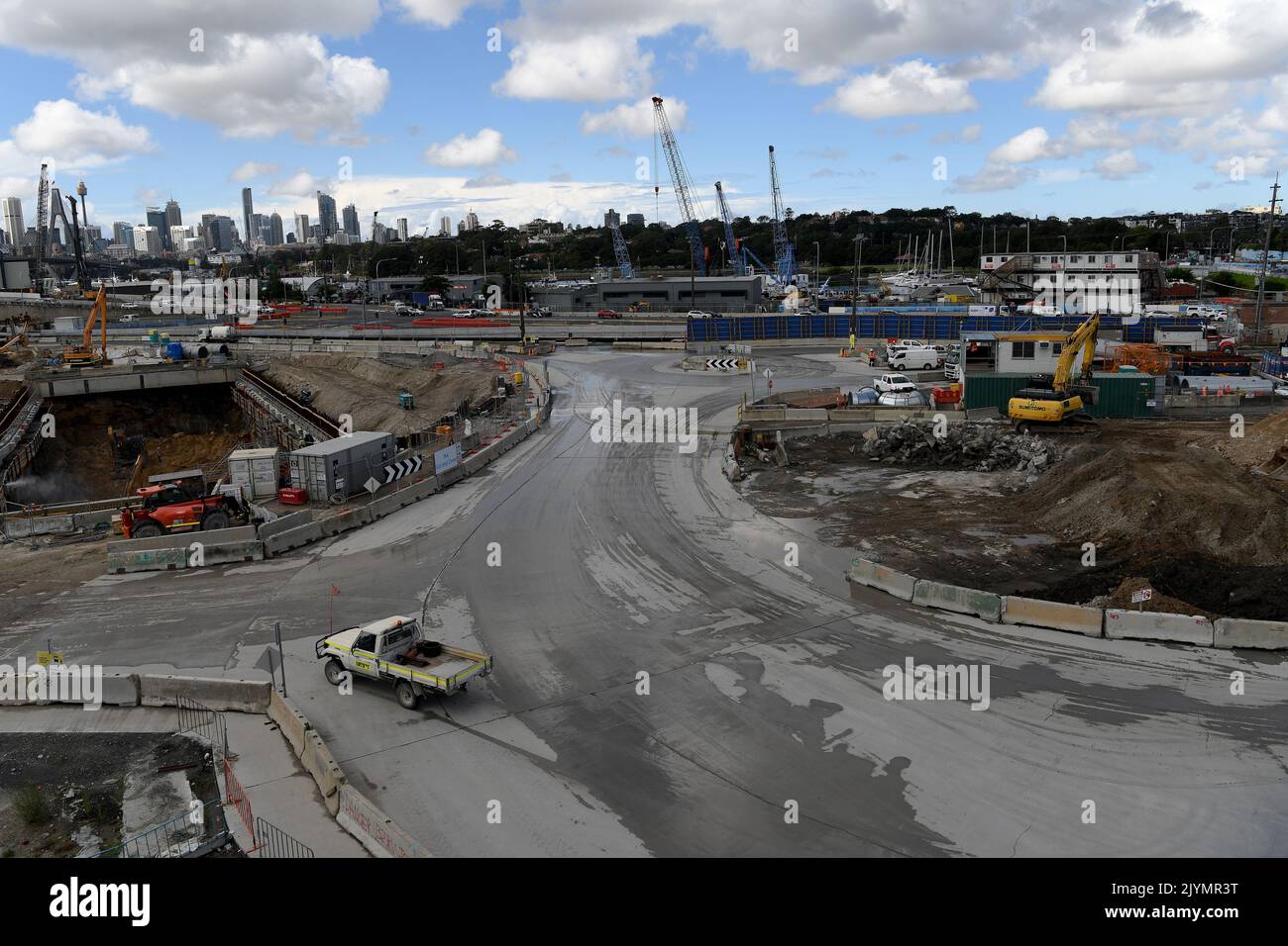 General view of the Rozelle Interchange Westconnex tunnelling ...