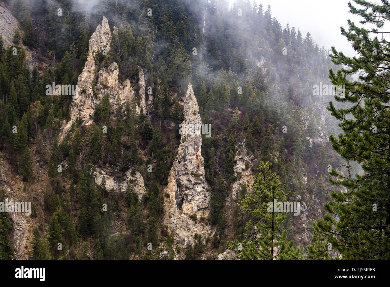 Geological forms in gypsum above Boscodon Abbey, Hautes Alpes, France ...