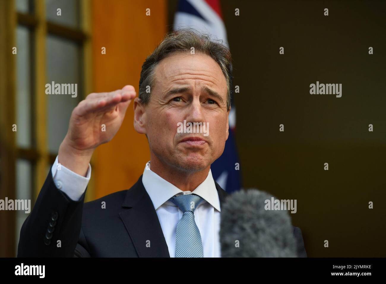 Minister for Health Greg Hunt at a press conference at Parliament House ...