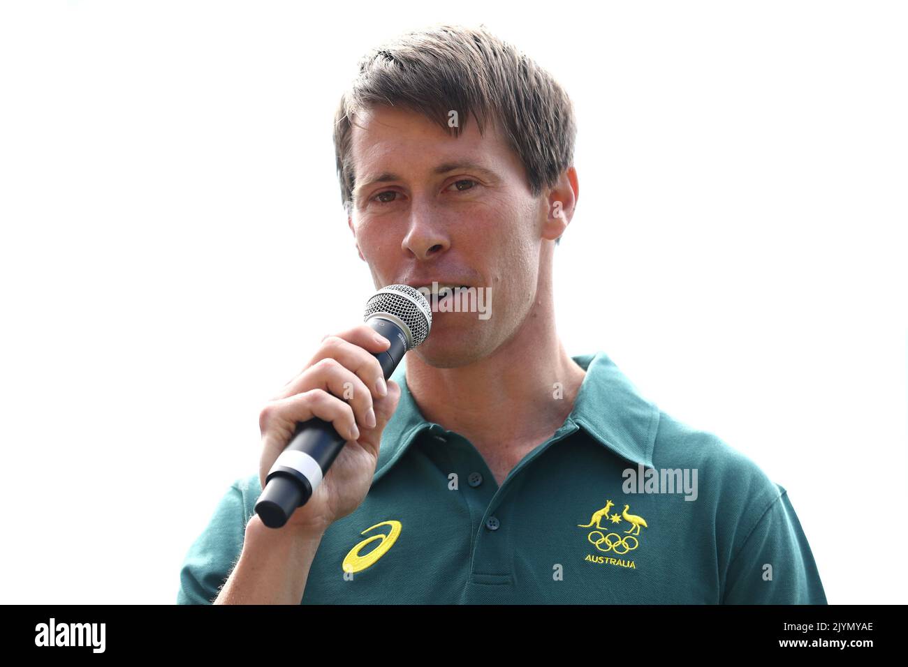 Australian Modern Pentathlon athlete, Edward Fernon speaks to the media ...