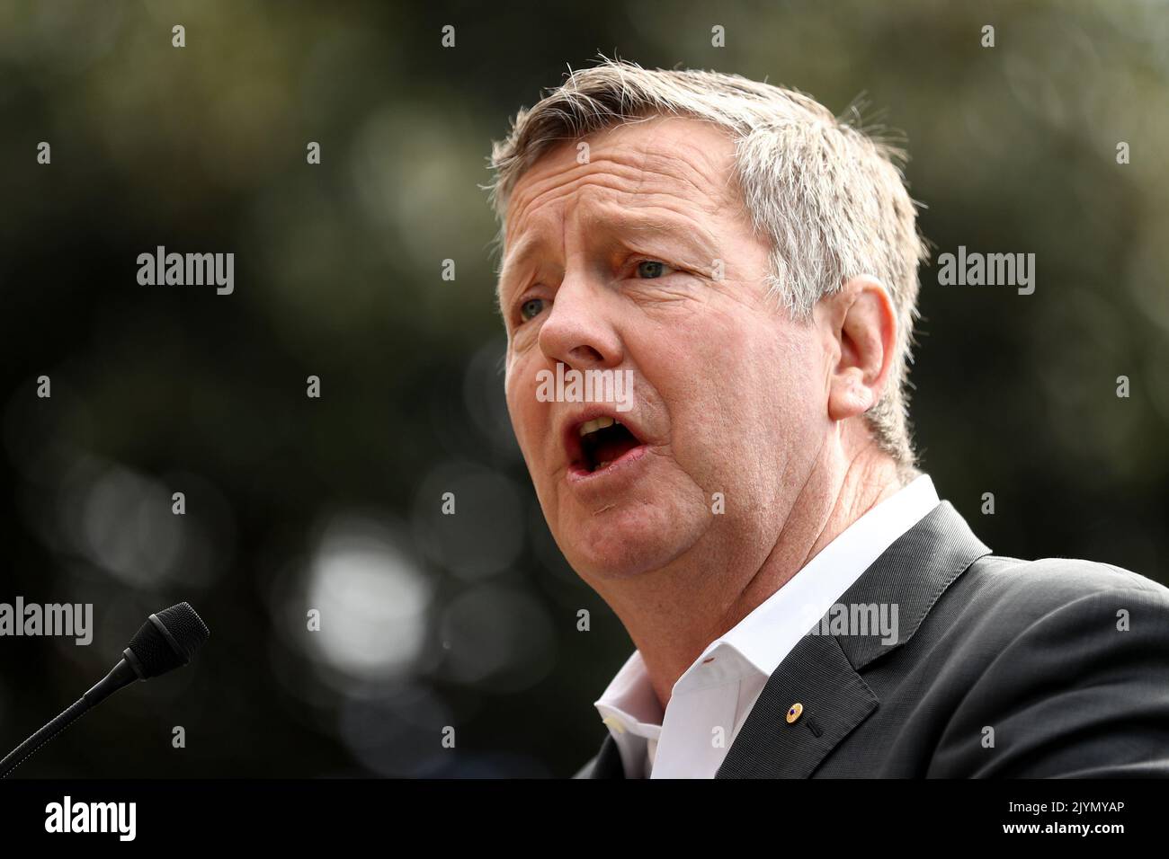 AOC Chief Executive Matt Carroll speaks to the media to mark 100 days ...